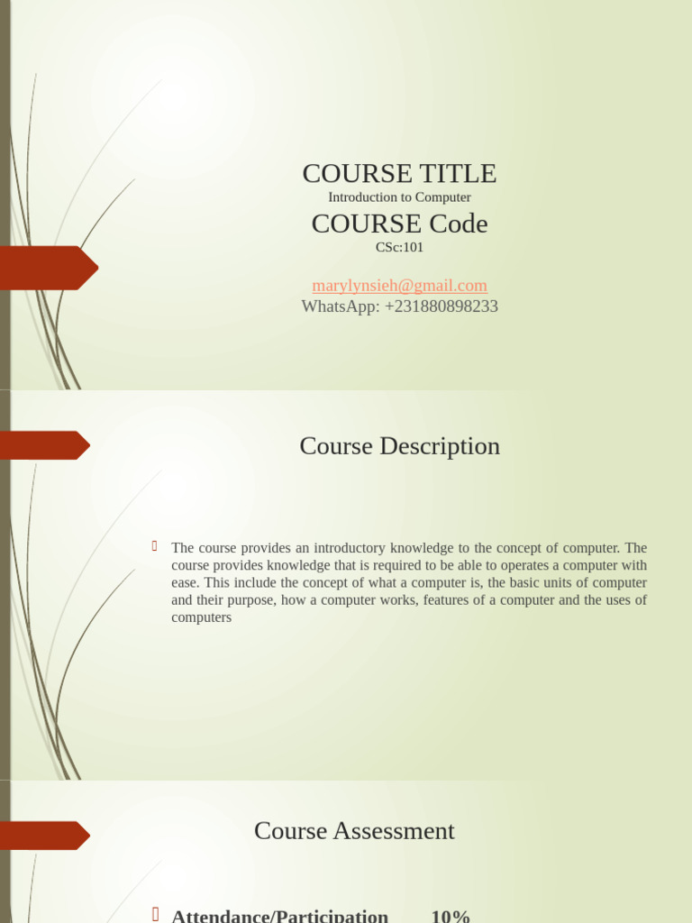 Course Title Course Code: Whatsapp: +231880898233 | PDF