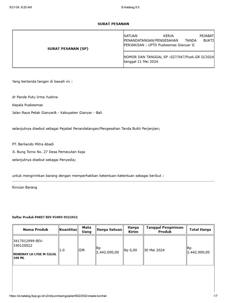 SP BHP Berliando Mei | PDF
