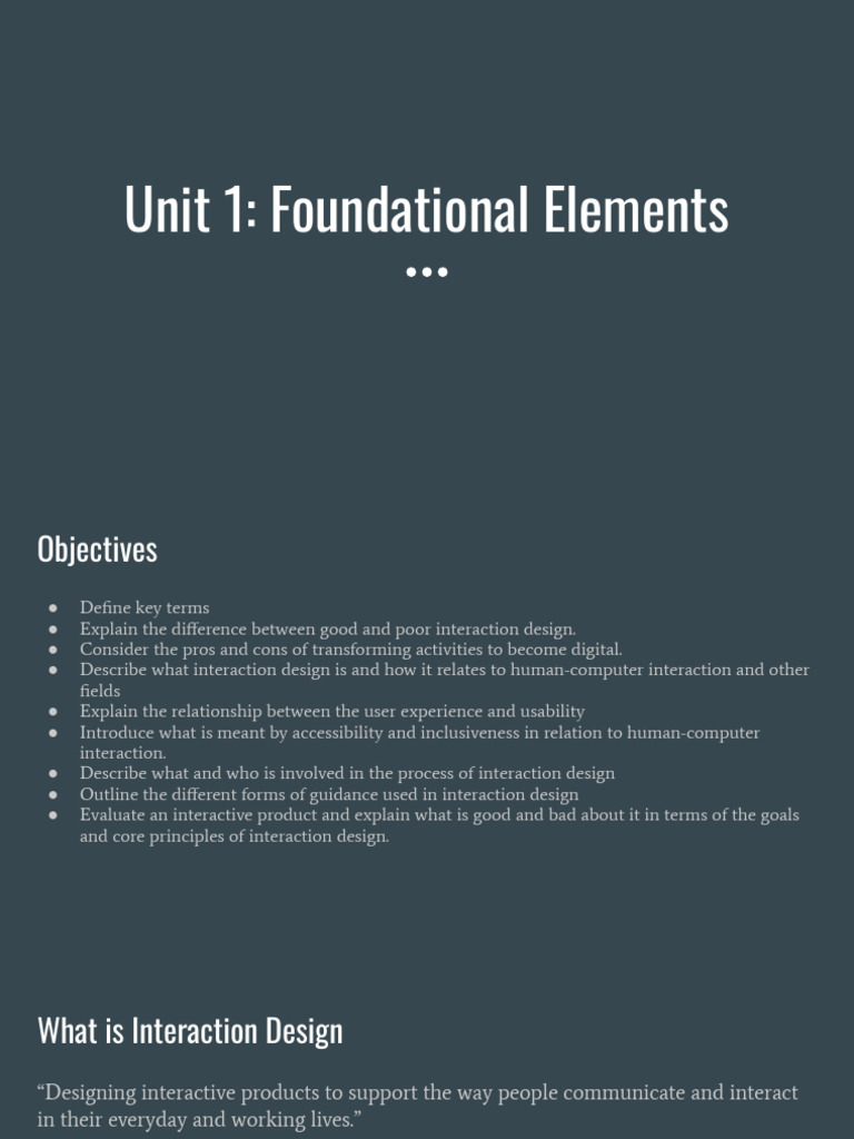 Unit 1 - Foundational Elements | PDF