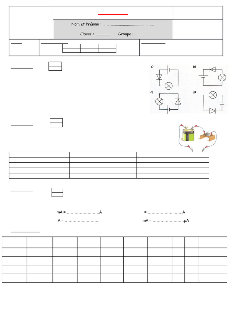 Cycle 4 Controle 5e Energie Et Ses Conversions-2 | PDF