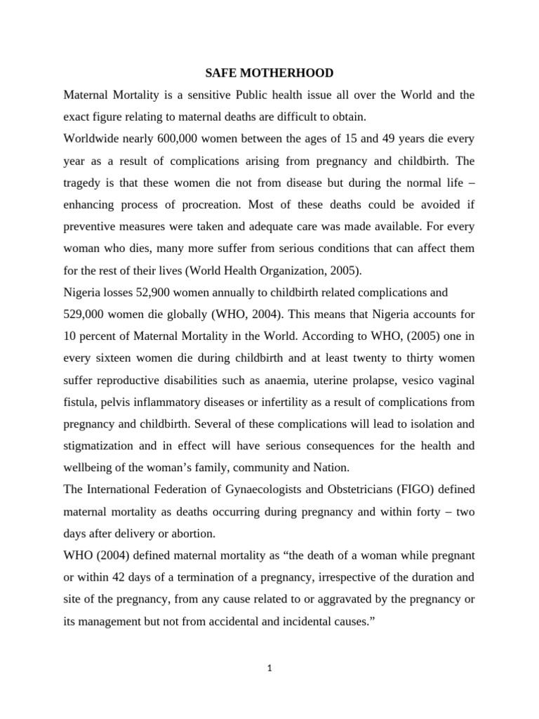 Safe Motherhood | PDF