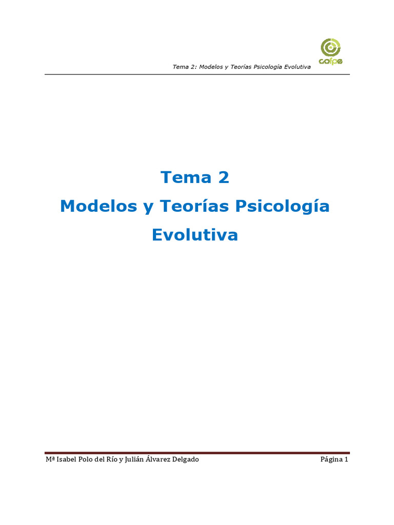 TEMA 2 Modelos y Teoría Psicología Del Ciclo Vital | PDF