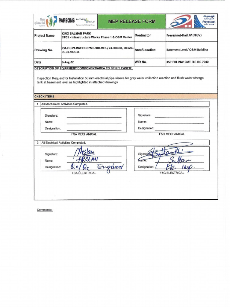 Mep Release (KSP FHJ Inw CMT Ele Ire 7040) | PDF