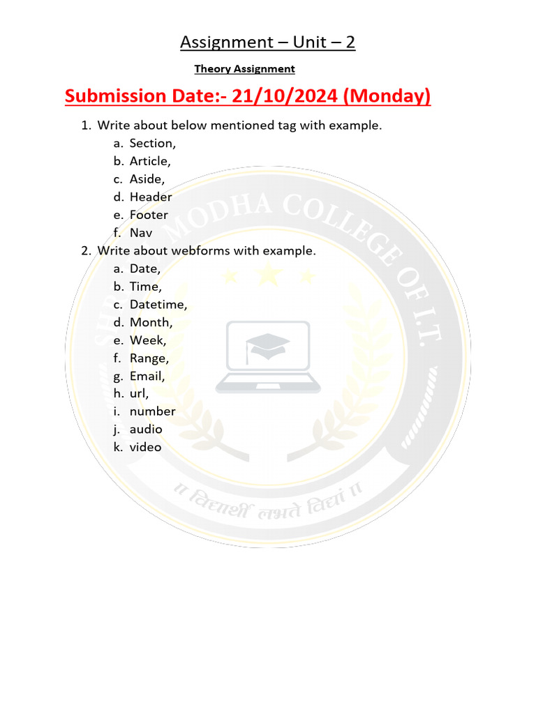 HTML5 Assignment Theory | PDF
