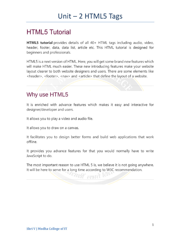 Unit 2 Html5 | PDF
