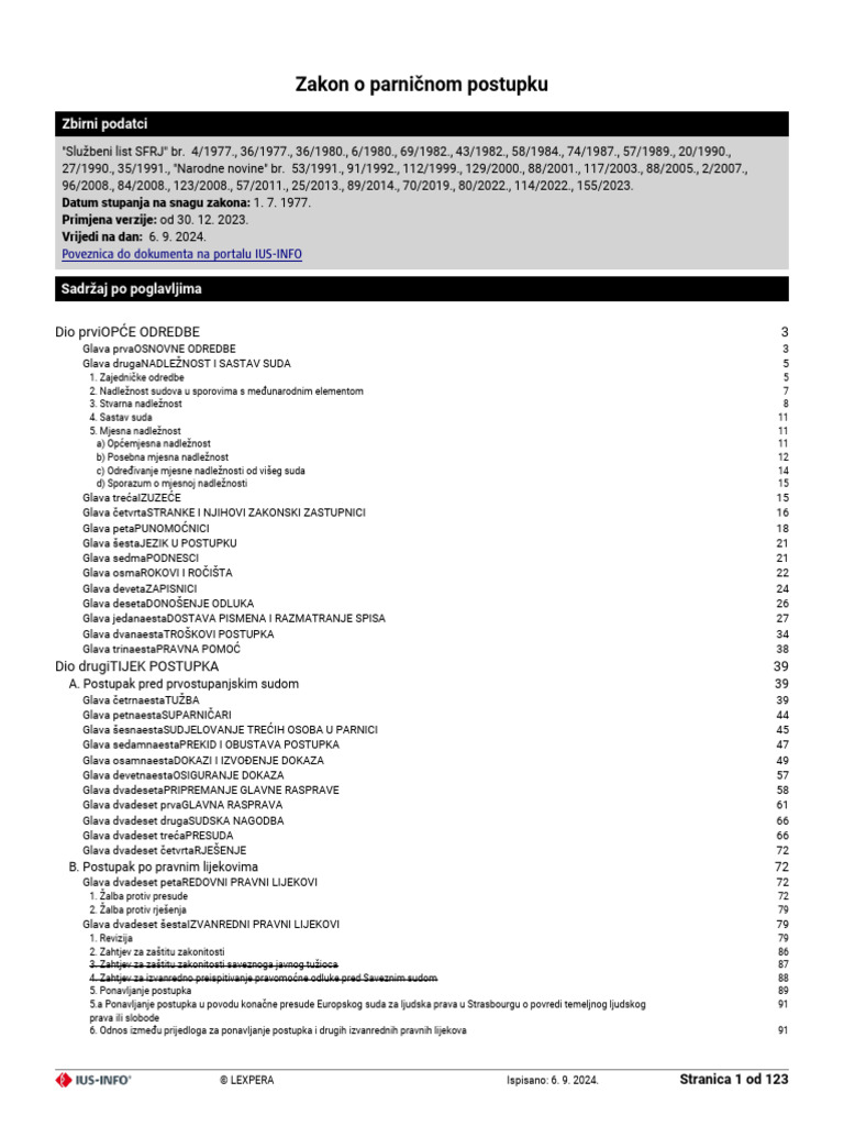 Zakon-O-Parnicnom-Postupku (v30) | PDF