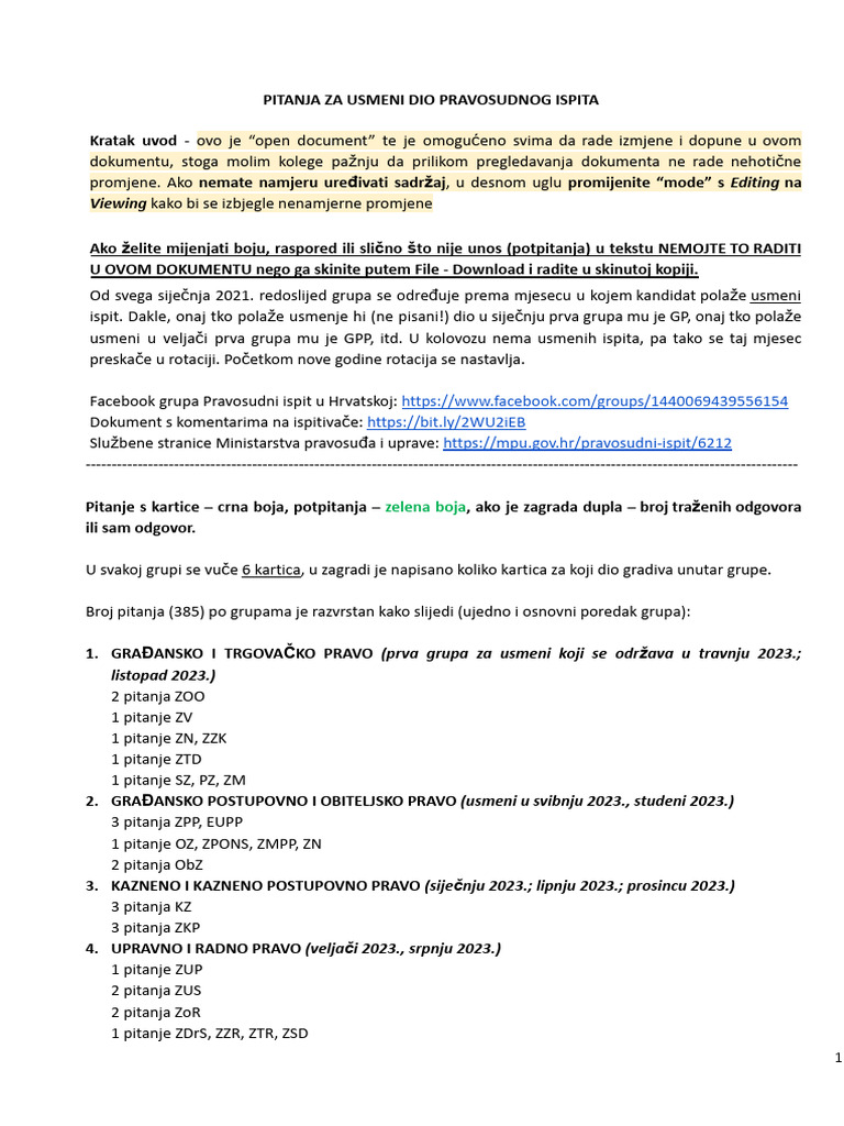 Pitanja Za Pravosudni | PDF