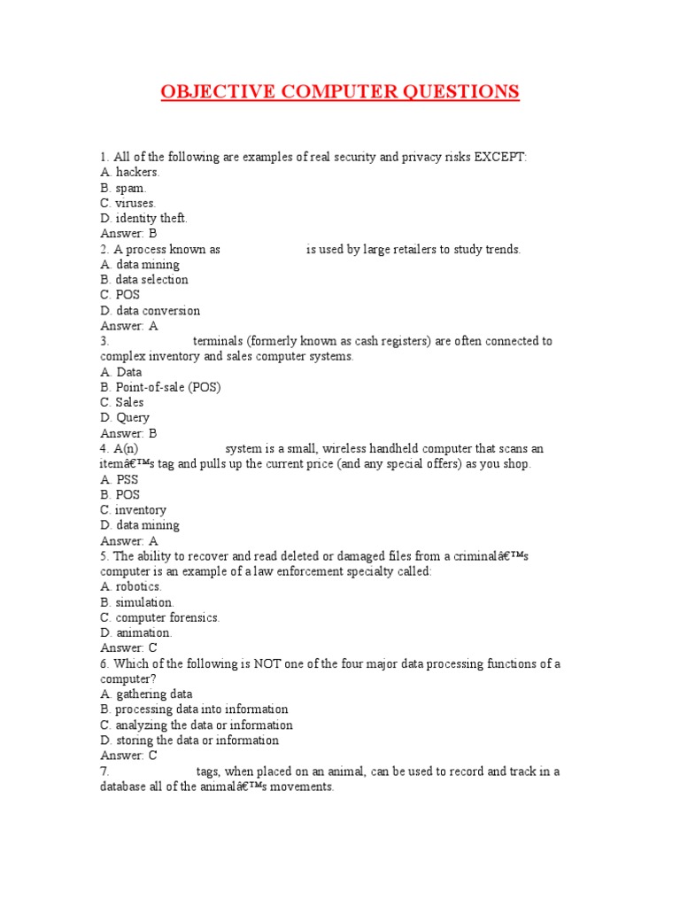Objective Computers | PDF | Operating System | Computer Hardware