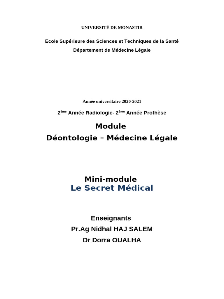 Le Secret Médical | PDF