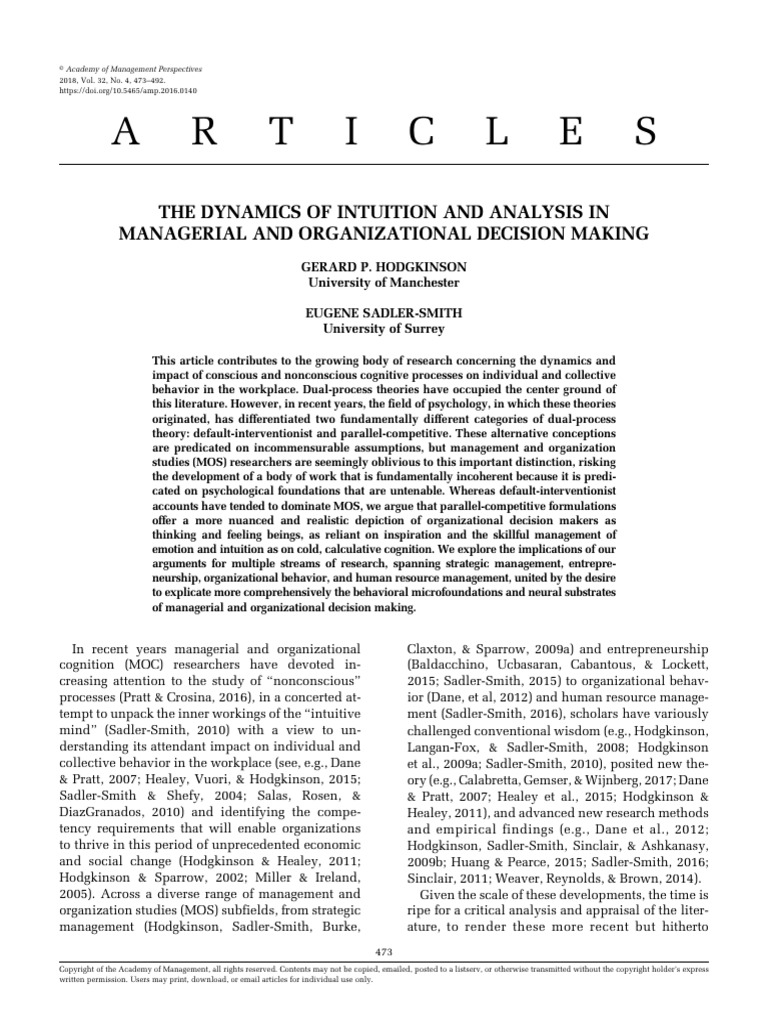 123 - The Dynamics of Intuition & Analysis | PDF