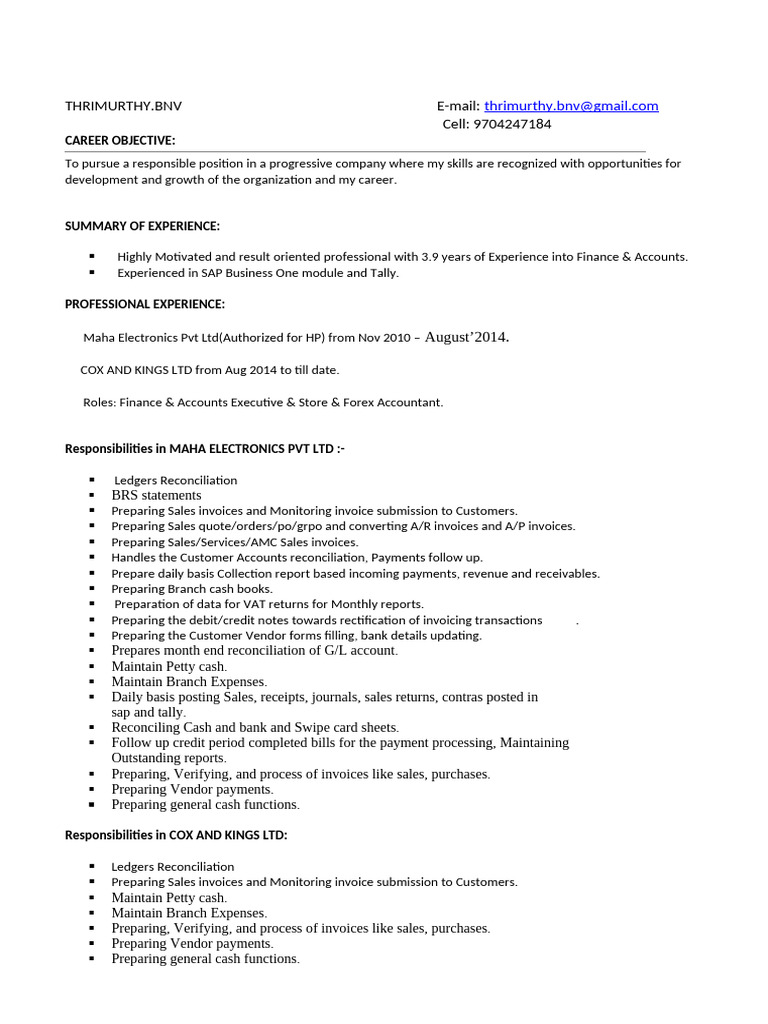 Thrimruthy - BNV Resume | PDF