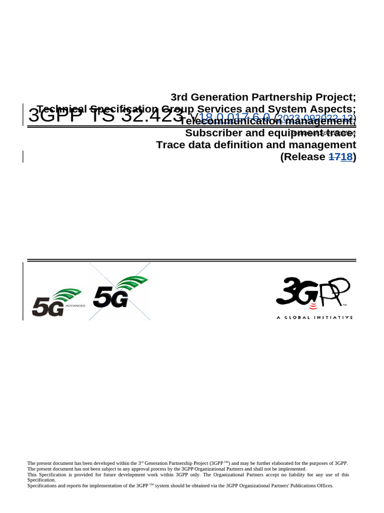 3GPP TS 32.423: Technical Specification | PDF