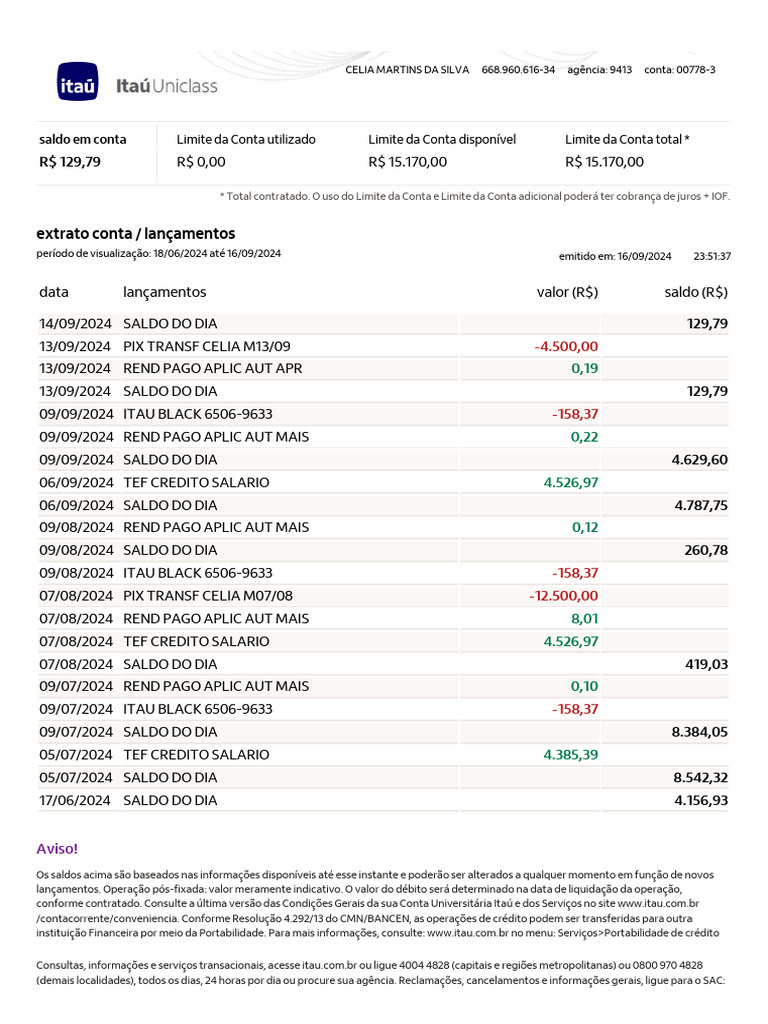 Itau Extrato 062024 | PDF