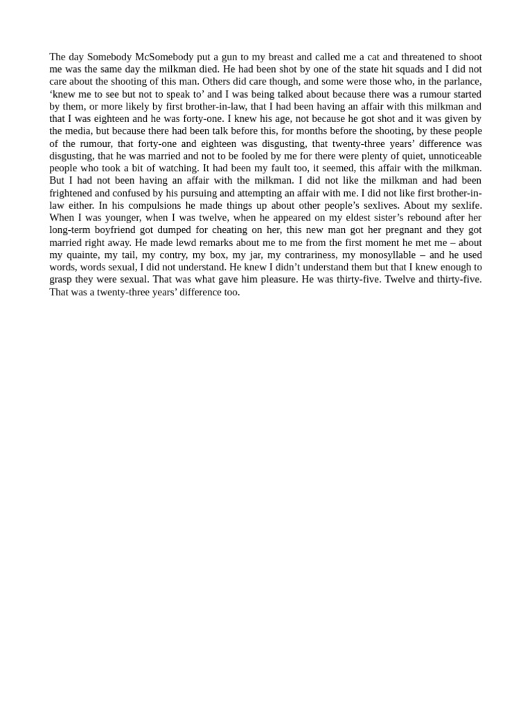 Milkman Fragment | PDF