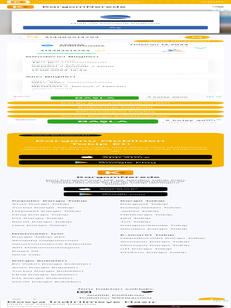 Kargo Hareketleri - Kargom Nerede Hepsi Bir Ara | PDF