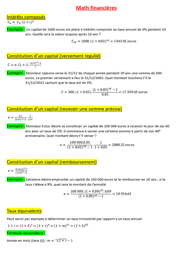 Math financière | PDF
