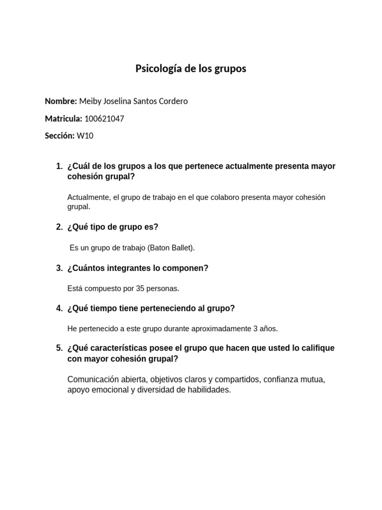 Tarea 2 Psicología de Los Grupos | PDF