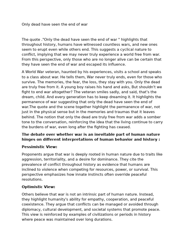 The Debate Over Whether War Is An Inevitable Part of Human Nature ...