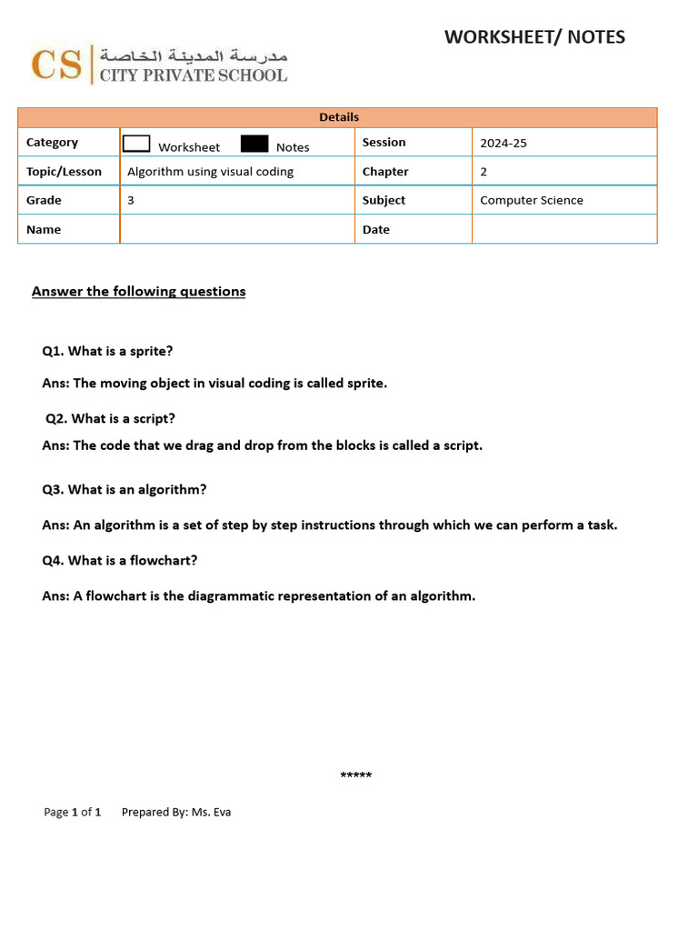 Chapter 2 - Algorithm Using Visual Coding-Notes | PDF
