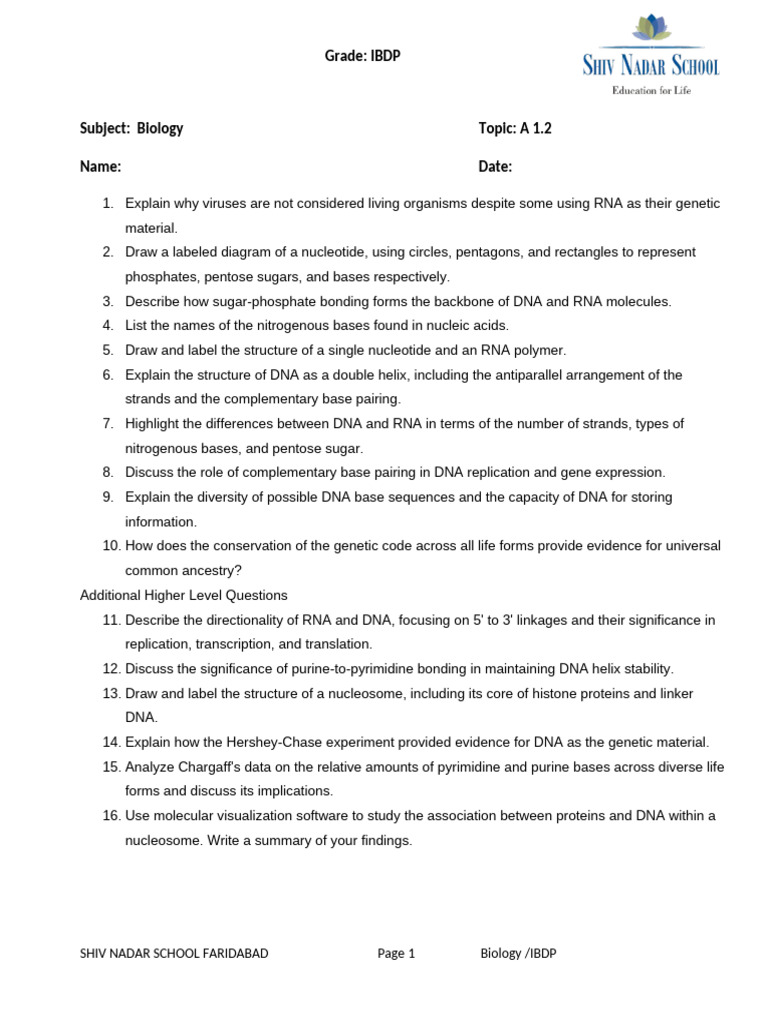 A1.2 Nucleic Acids | PDF