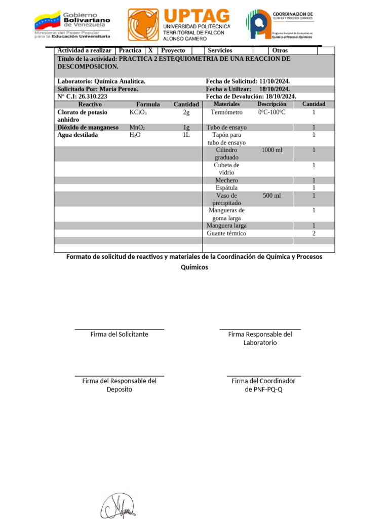 Práctica de Estequiometría en Laboratorio | PDF