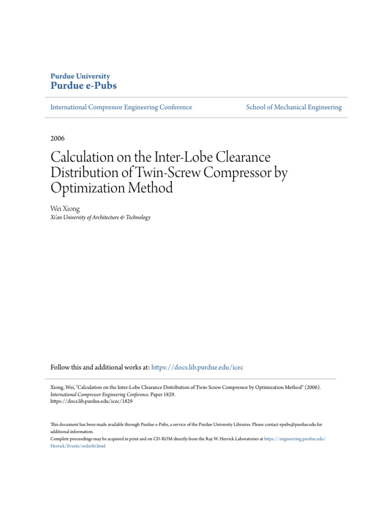 Calculation On The Inter-Lobe Clearance Distribution of Twin-Scre | PDF