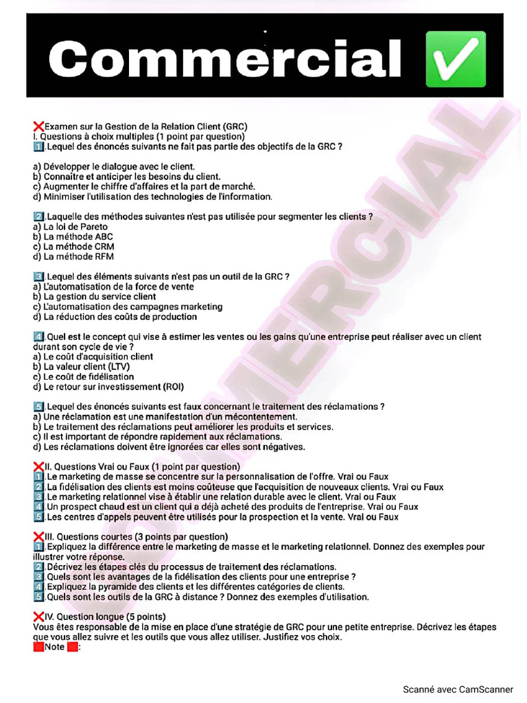 Examen GRC. COMMERCIAL 12-10-2024 | PDF