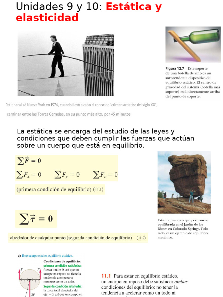 Capítulo 9 y 10. Estática y Elasticidad | PDF