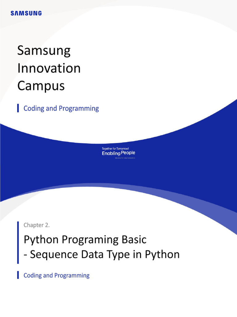 SIC - C - P - Chapter 2. Python Programing Basic - Sequence Data Type in Python - v1.0 | PDF