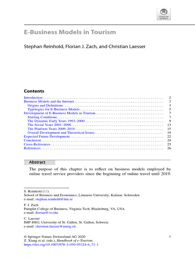 E-Business Models in Tourism | PDF