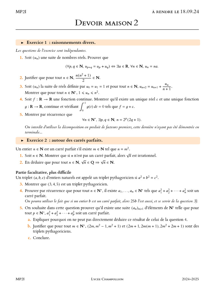 Devoir Maison 2: Exercice 1: Raisonnements Divers | PDF