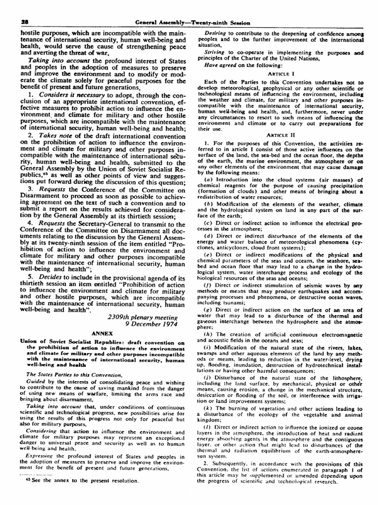 UN Resolution 3264 (1974) Which Prohibits Military Interference With ...