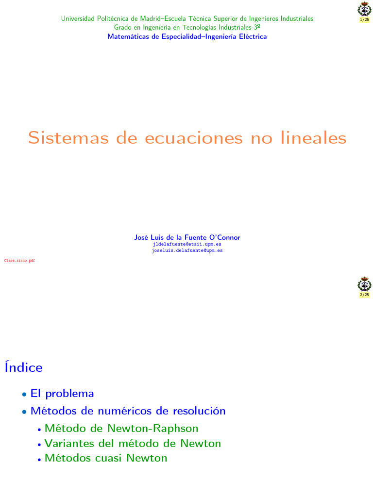 Sistemas de Ecuaciones No Lineales | PDF | Ecuaciones | Ingenieria Eléctrica