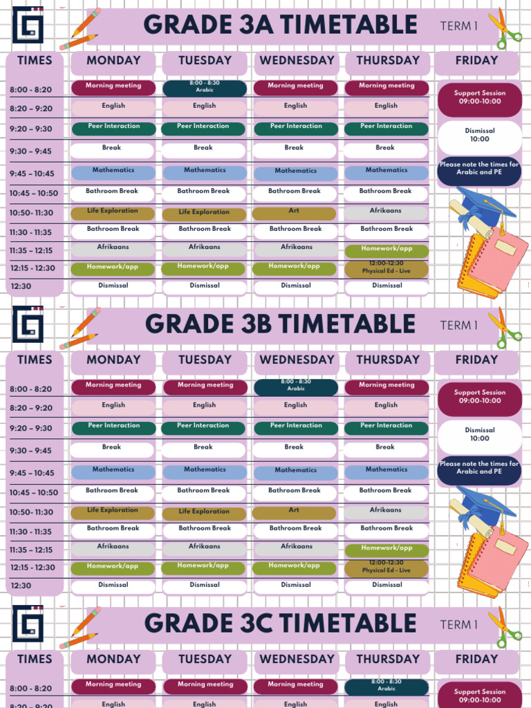 Grade 3 Timetables 2024 | PDF