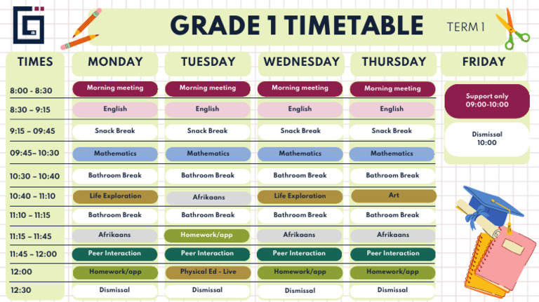 Grade 1 Timetable | PDF