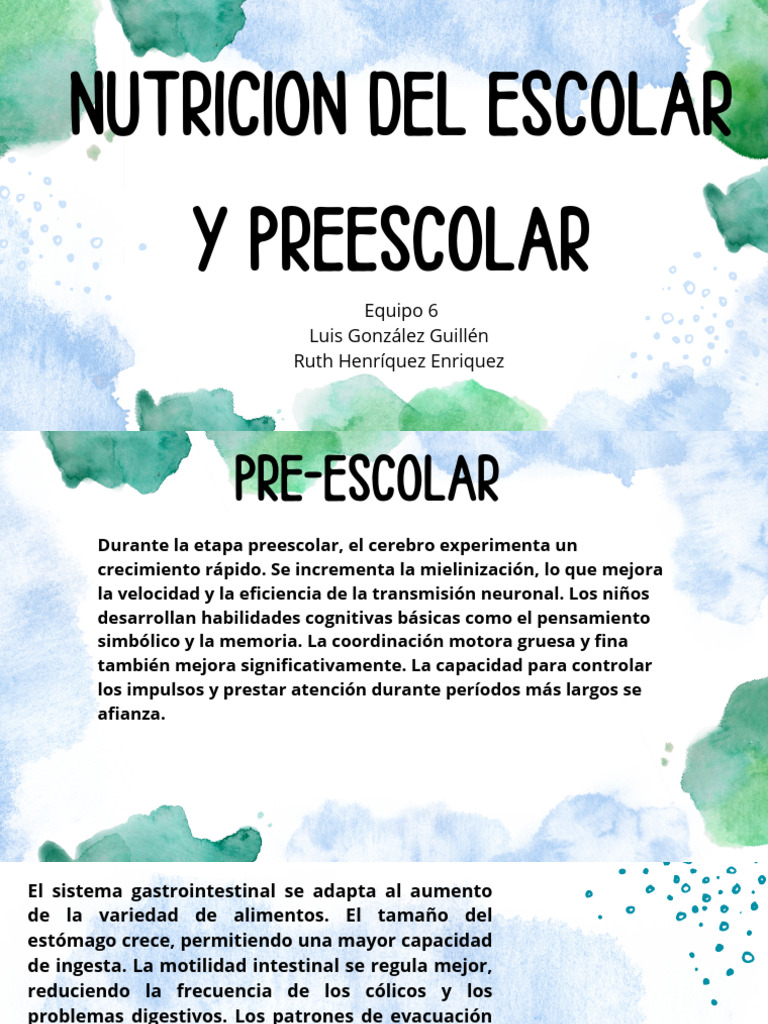 Equipo 6. Etapa Escolar y Preescolar | PDF