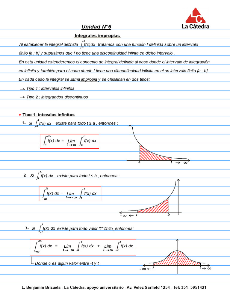 Unidad 6 Integrales Impropias | PDF | Integral | Análisis