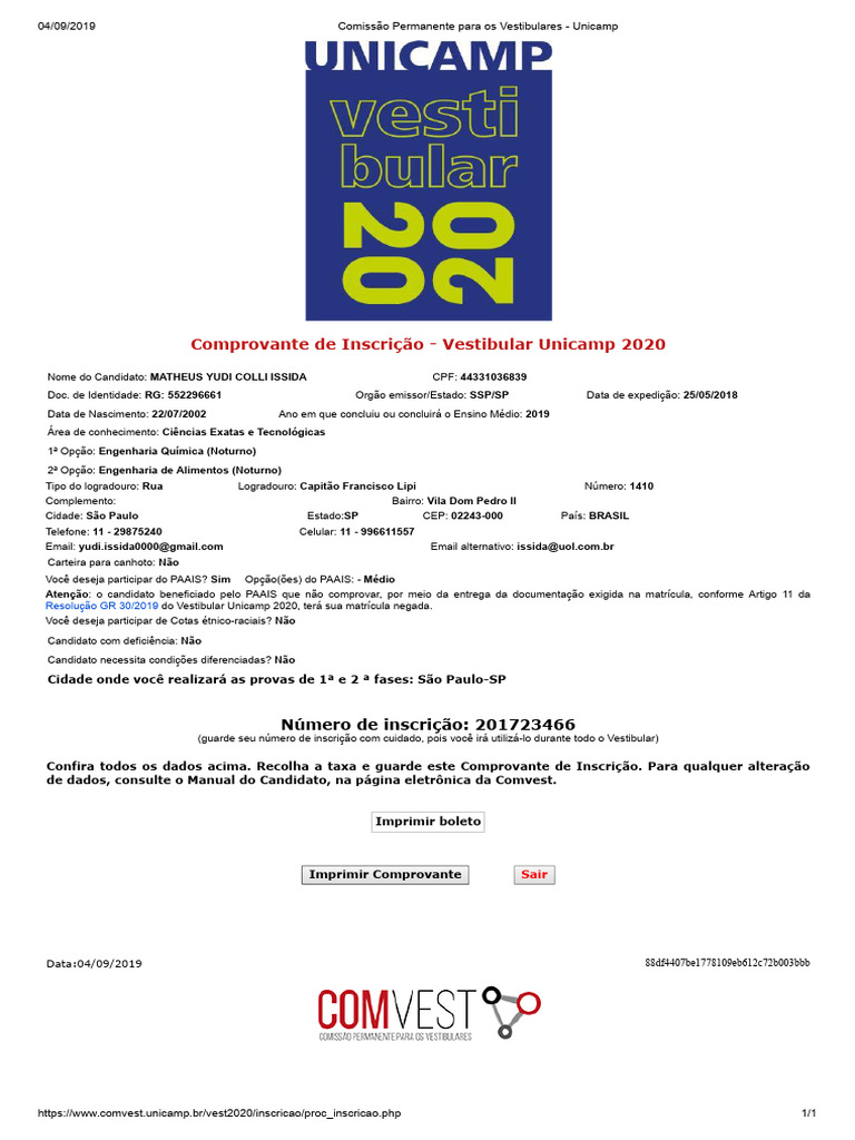 Comissão Permanente para Os Vestibulares - Unicamp | PDF