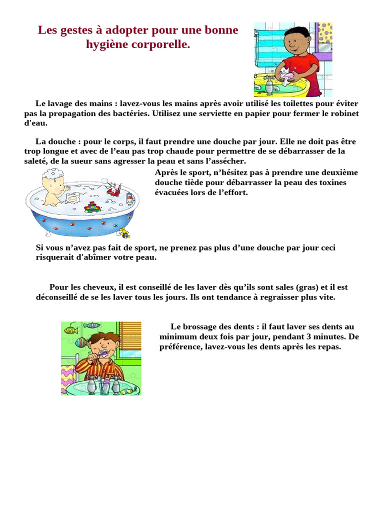 Les Gestes À Adopter Pour Une Bonne Hygiène Corporelle | PDF