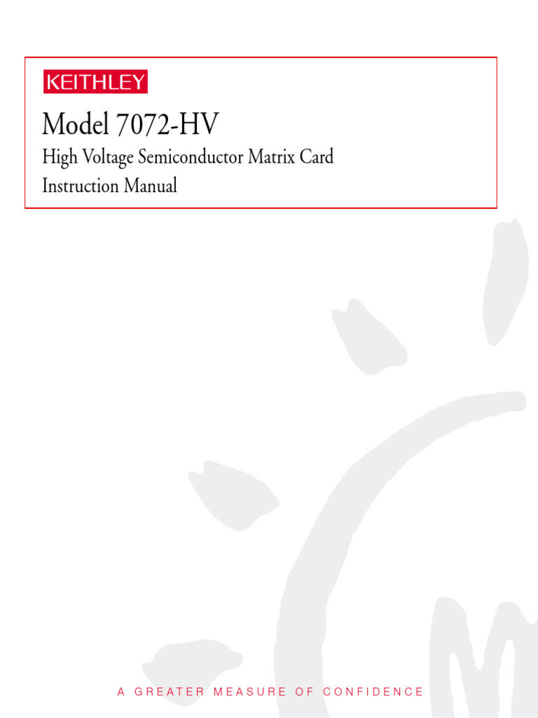 Model 7072-HV: High Voltage Semiconductor Matrix Card Instruction Manual | PDF