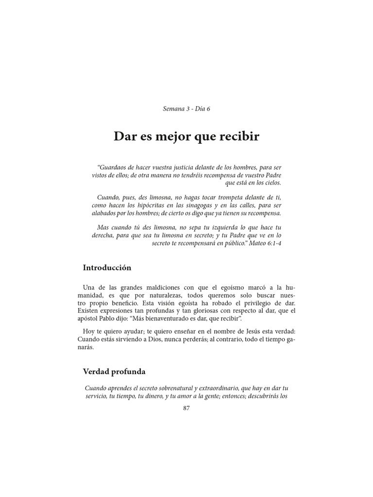 Lección 20 - Dar Es Mejor Que Recibir | PDF