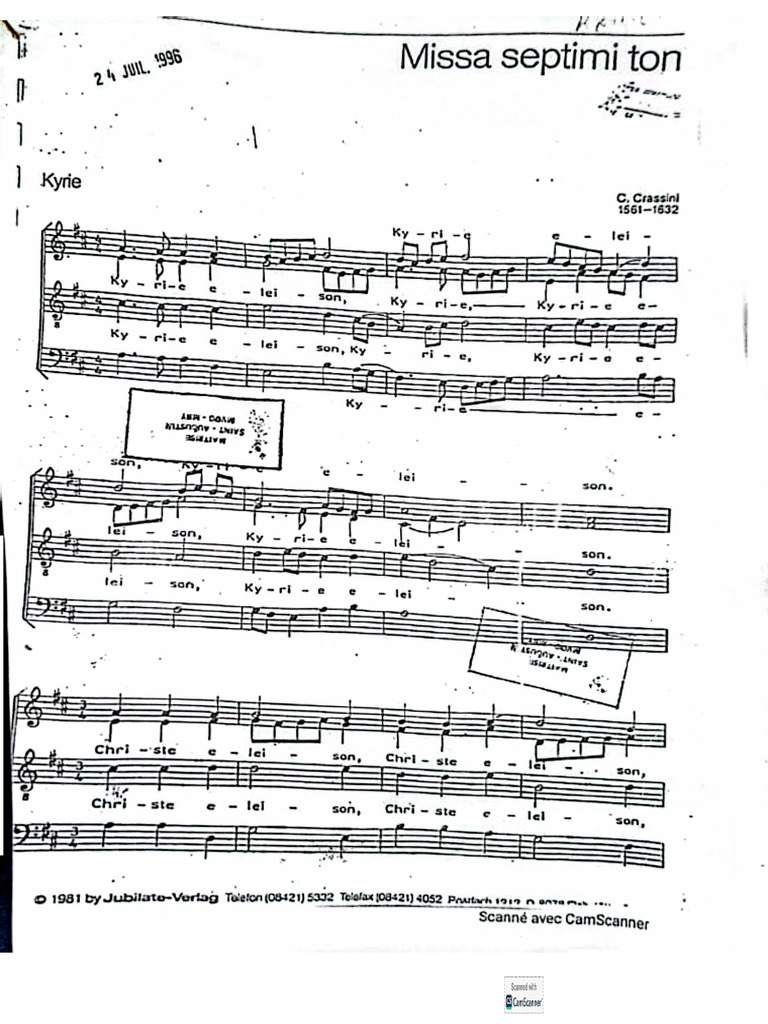 Kyrie Missa Septimi Ton | PDF