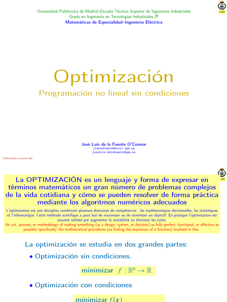 Optimización Programación no lineal sin condiciones | PDF
