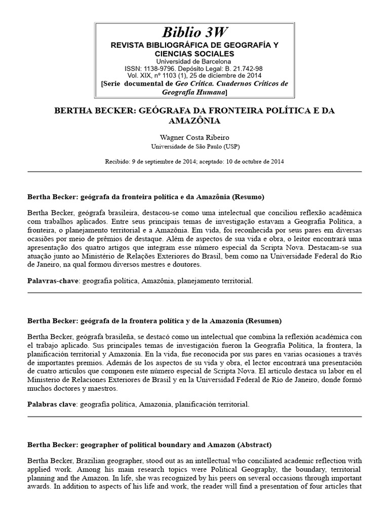 Bertha Becker Homenagem | PDF