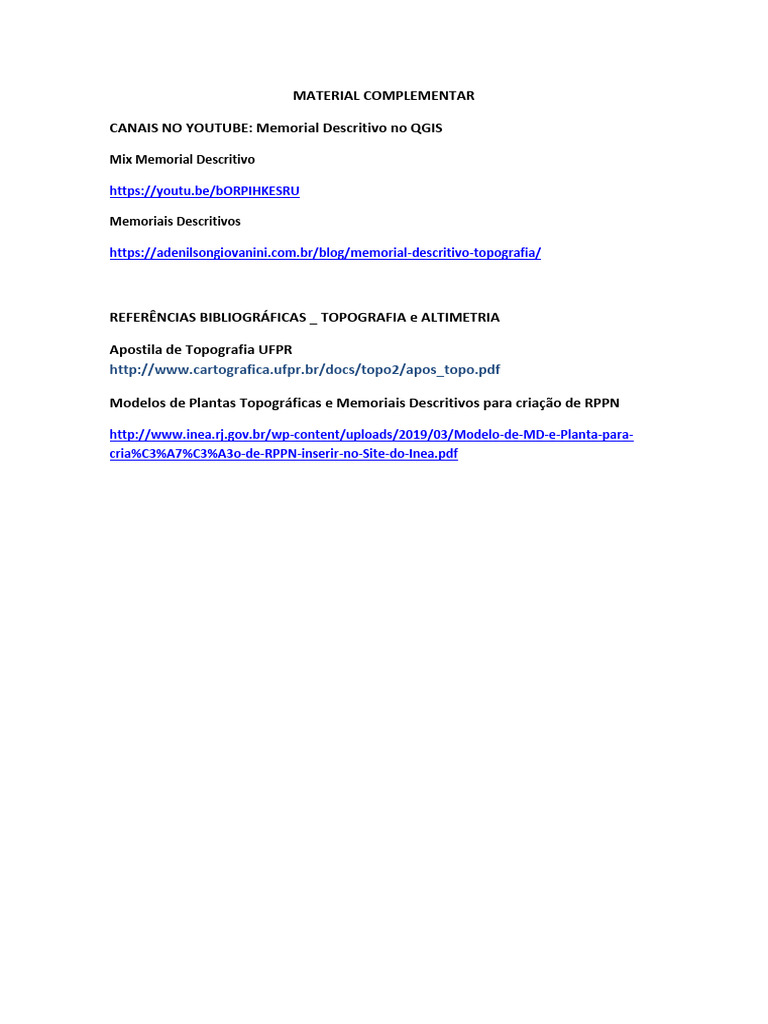 Material Complementar - Memorial Descritivo | PDF