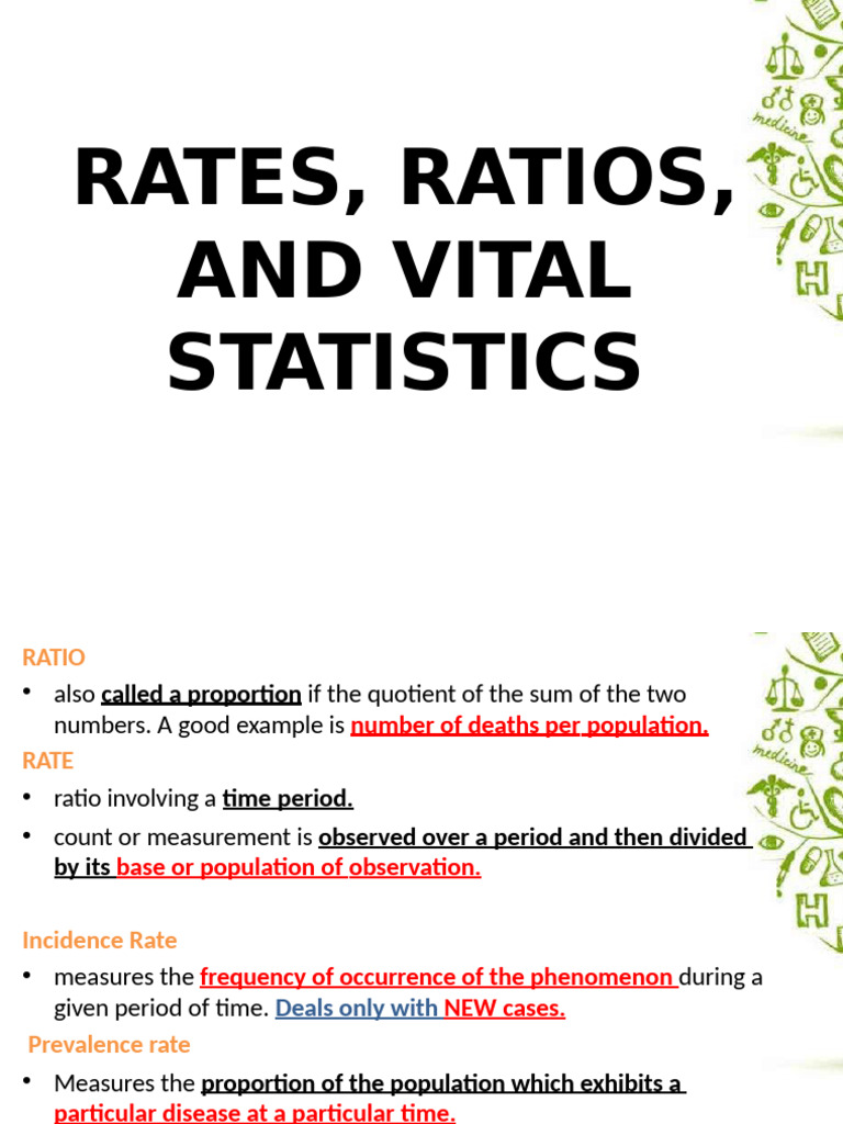 Week 4-Rate, Ratios and Vital Statistics | PDF