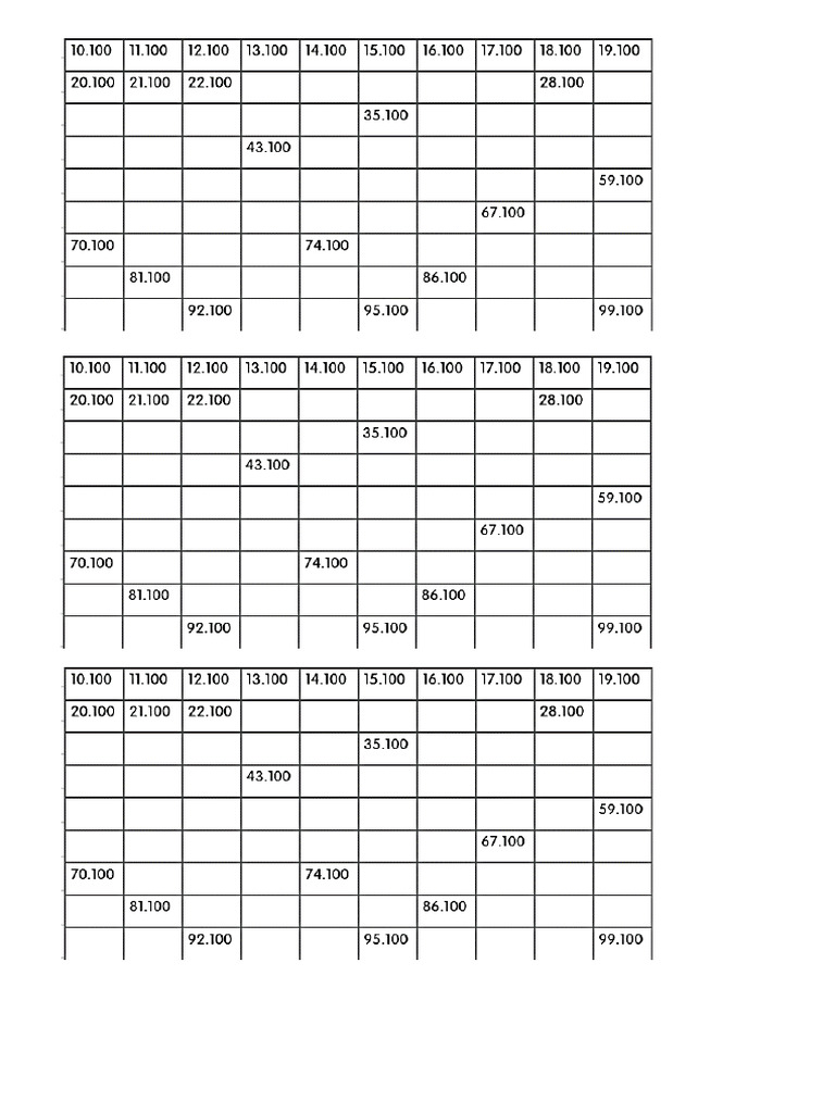 Cuadro Numérico para Completar | PDF