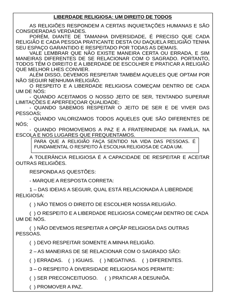 Texto Liberdade Religiosa | PDF