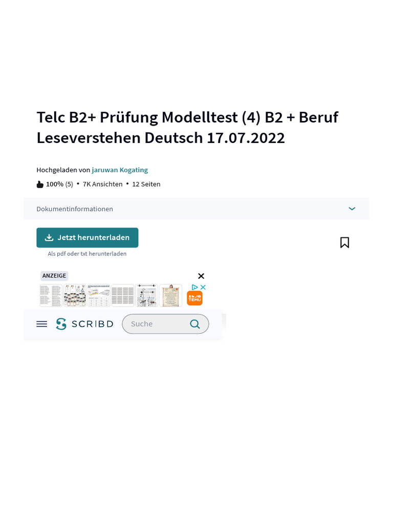 Telc B2+ Prüfung Modelltest (4) B2 + Beruf Leseverstehen Deutsch 17.07. ...