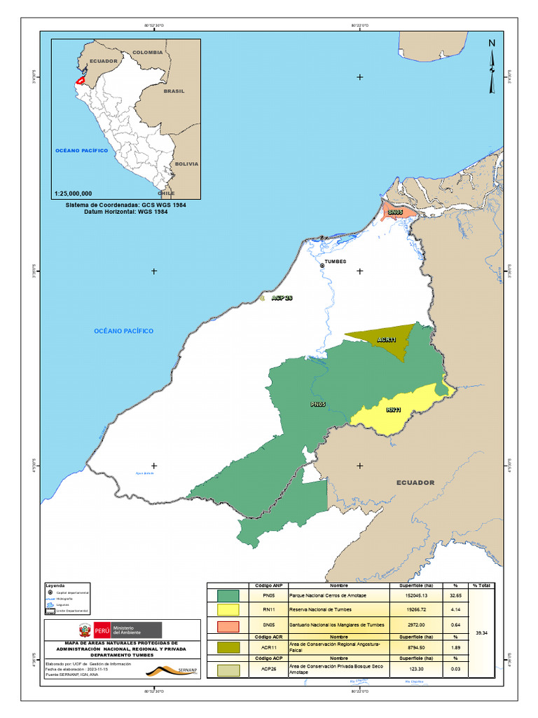 Mapa Departamental de Tumbes Con ANP ACR y ACP | PDF | Ciencias de la ...